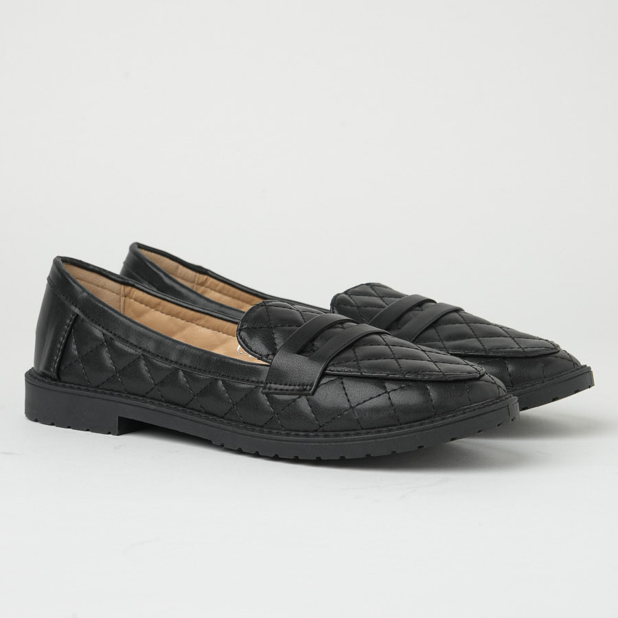 Ravne ženske cipele/mokasine C129 crne