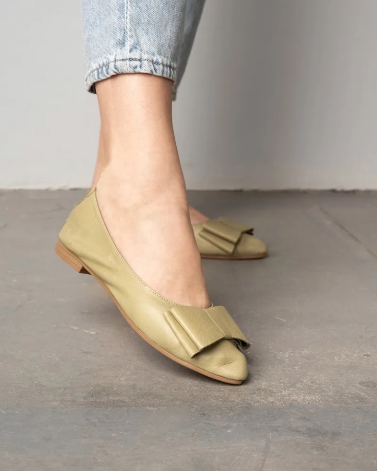 Ženske kožne baletanke 111025 svetlo zelene