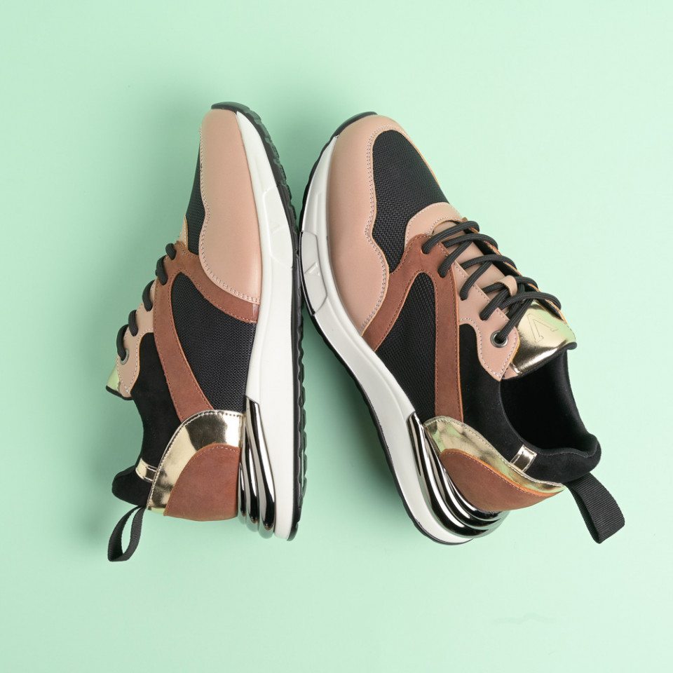 Ženske plitke patike P2227 bež/crna