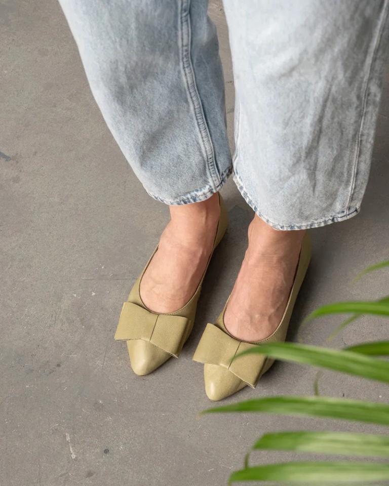 Ženske kožne baletanke 741 697 MUG8006 svetlo zelene