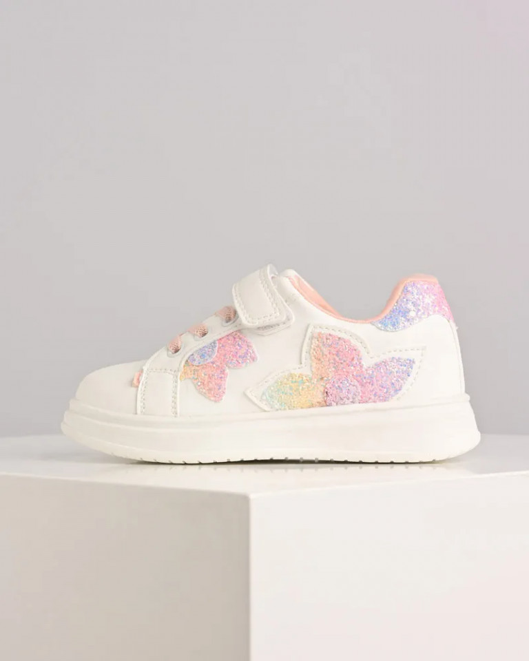 Dečije patike sa pertlama i čičkom D636 bele