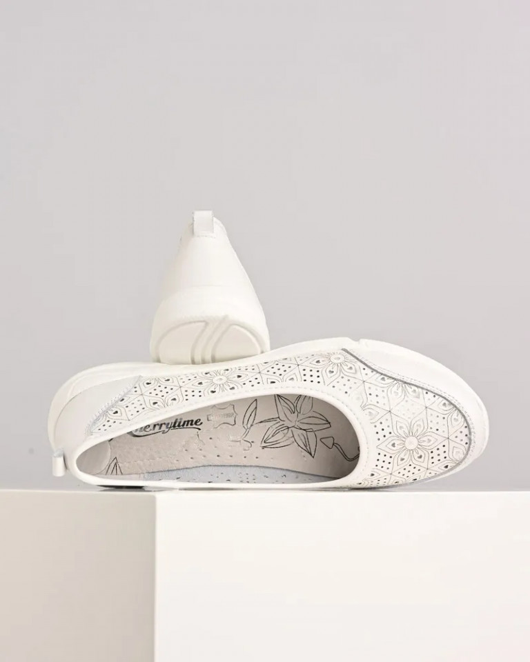 Kožne ženske baletanke 2954 bele