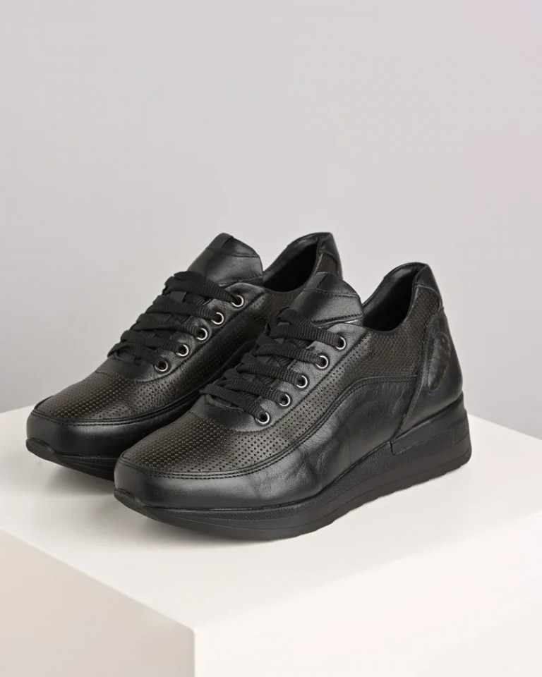 Kožne ženske duboke patike S007 crne