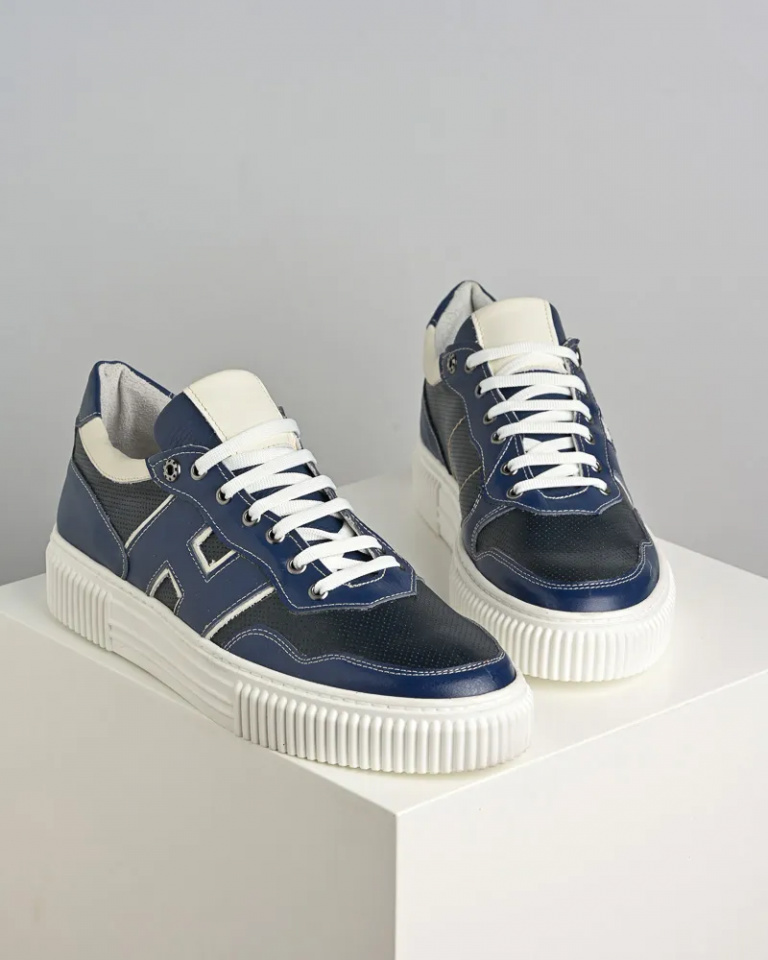 Muške kožne patike/cipele 3436-017 teget (veliki brojevi)