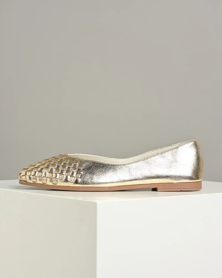Ženske kožne baletanke 97619 zlatne