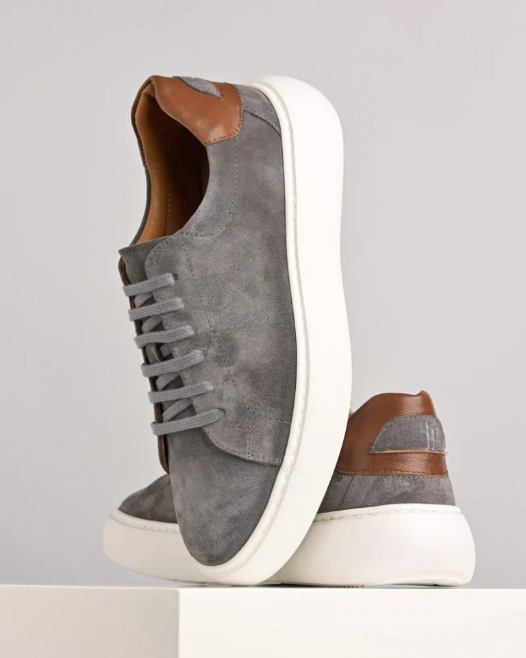 Kožne muške patike/cipele A4900/2143 sive