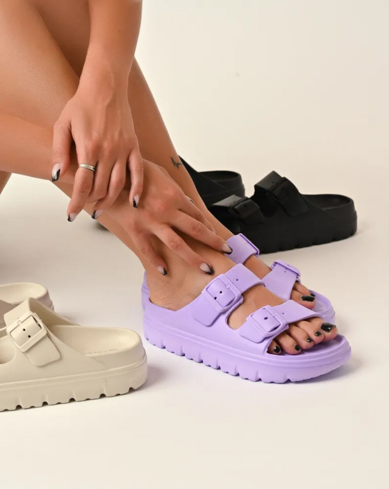 Ženske gumene papuče na debelom đonu LP802310 ljubičaste