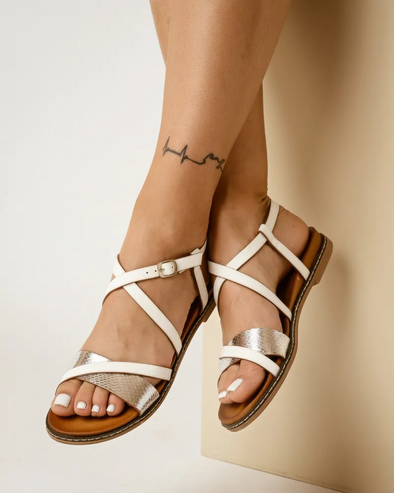 Ravne sandale S2360 bele