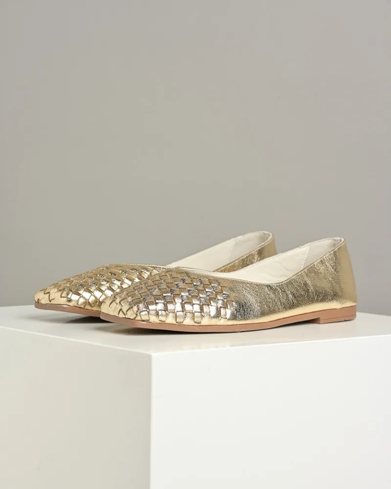 Ženske kožne baletanke 97619 zlatne