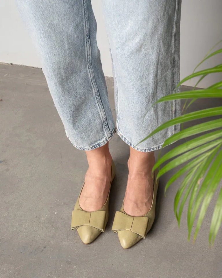 Ženske kožne baletanke 111025 svetlo zelene