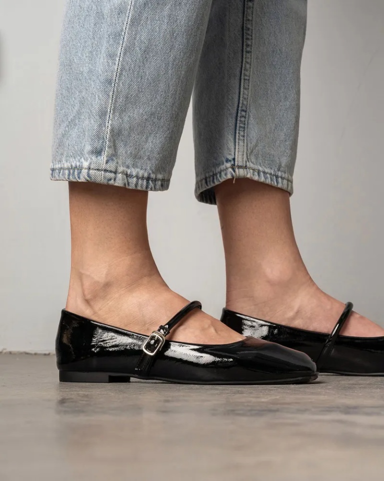 Ženske lakovane baletanke L032520 crne