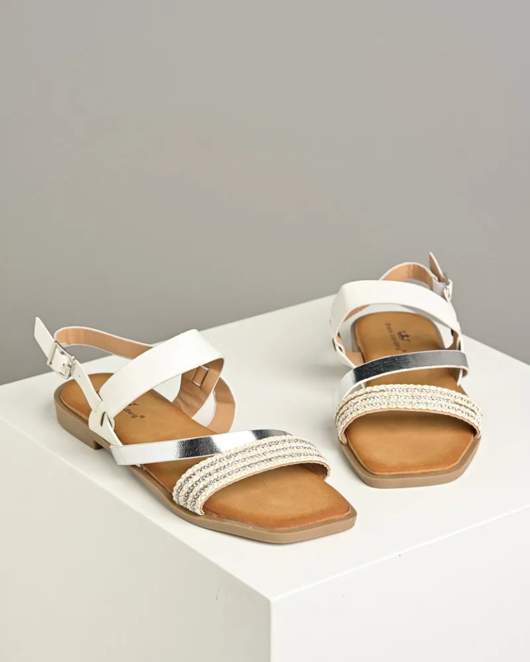 Ženske sandale ravne S167 bele