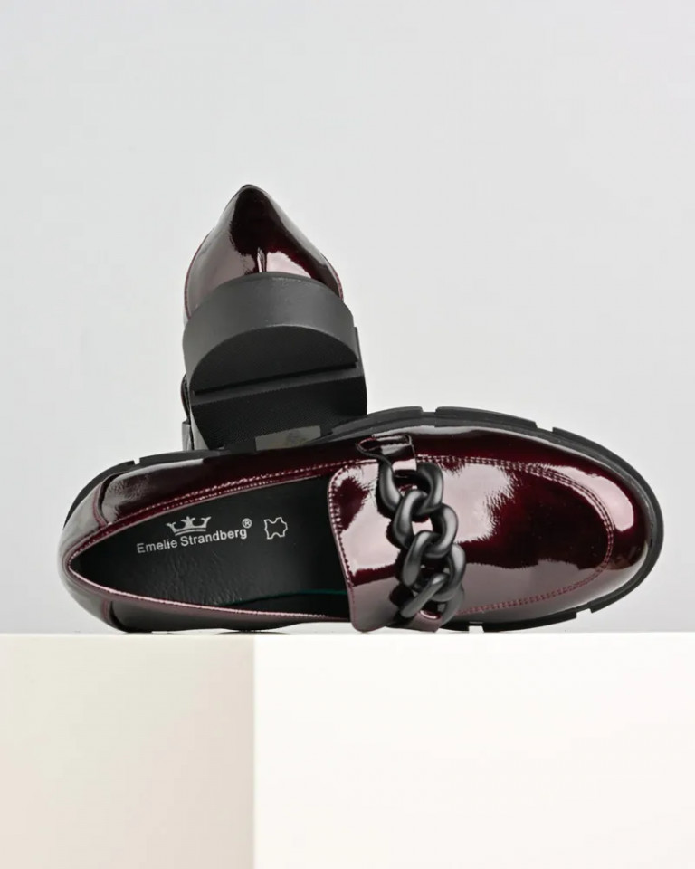 Ženske cipele na debelom đonu C2470 bordo lakovane