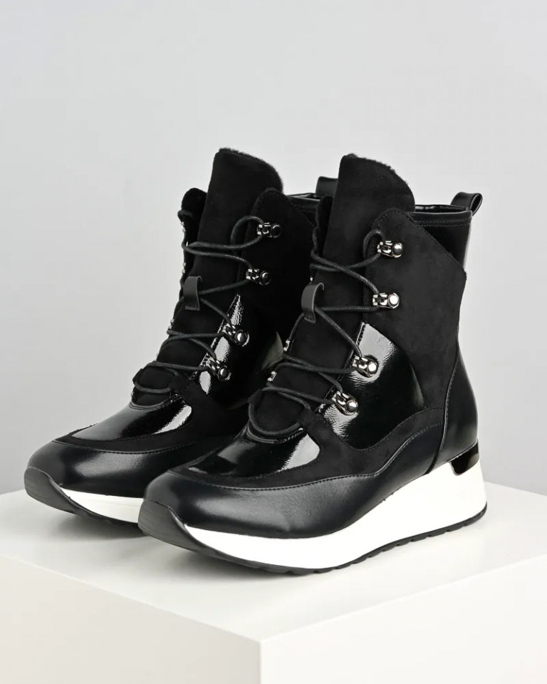 Kožne ženske duboke patike S007 crne