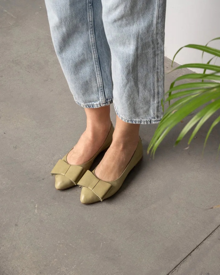 Ženske kožne baletanke 741 697 MUG8006 svetlo zelene