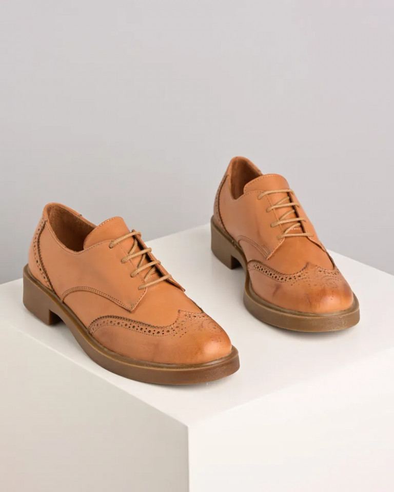 Ženske kožne oksford cipele 4305 kamel