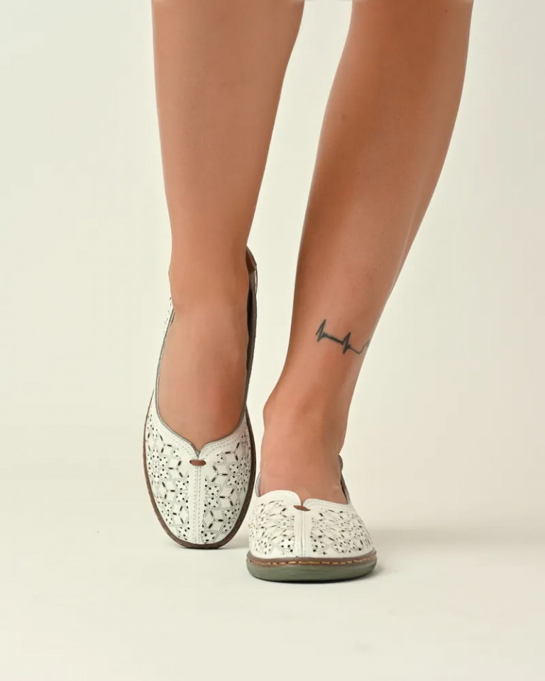 Bele kožne baletanke 2573