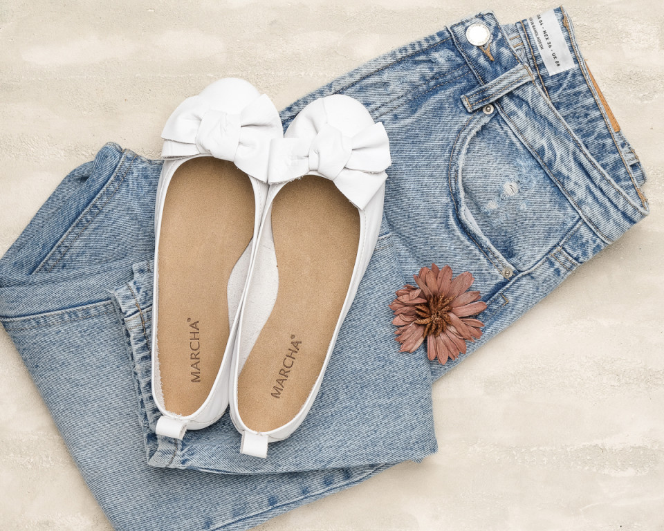 Kožne ženske baletanke BT2011 bele