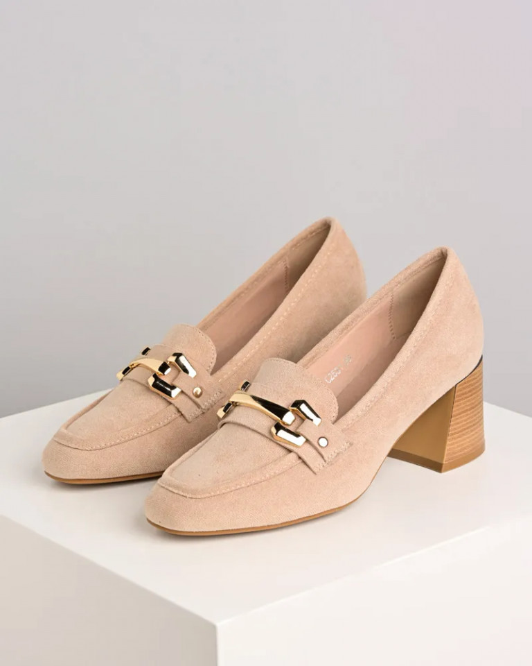 Ženske cipele na debelu petu C2531 bež