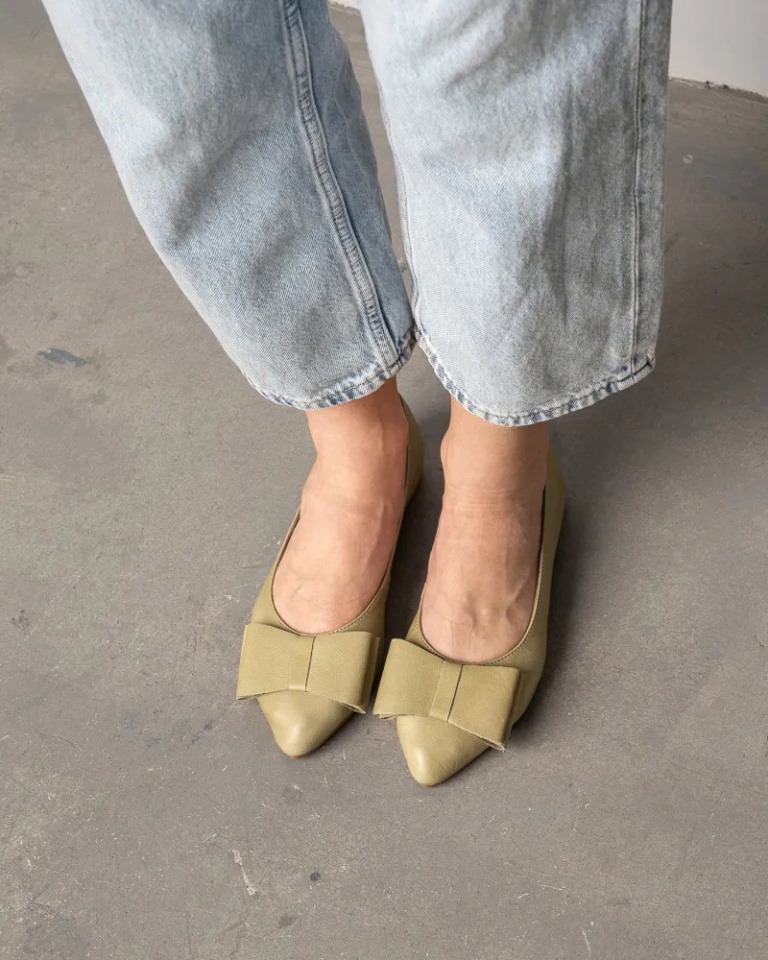 Ženske kožne baletanke 741 697 MUG8006 svetlo zelene