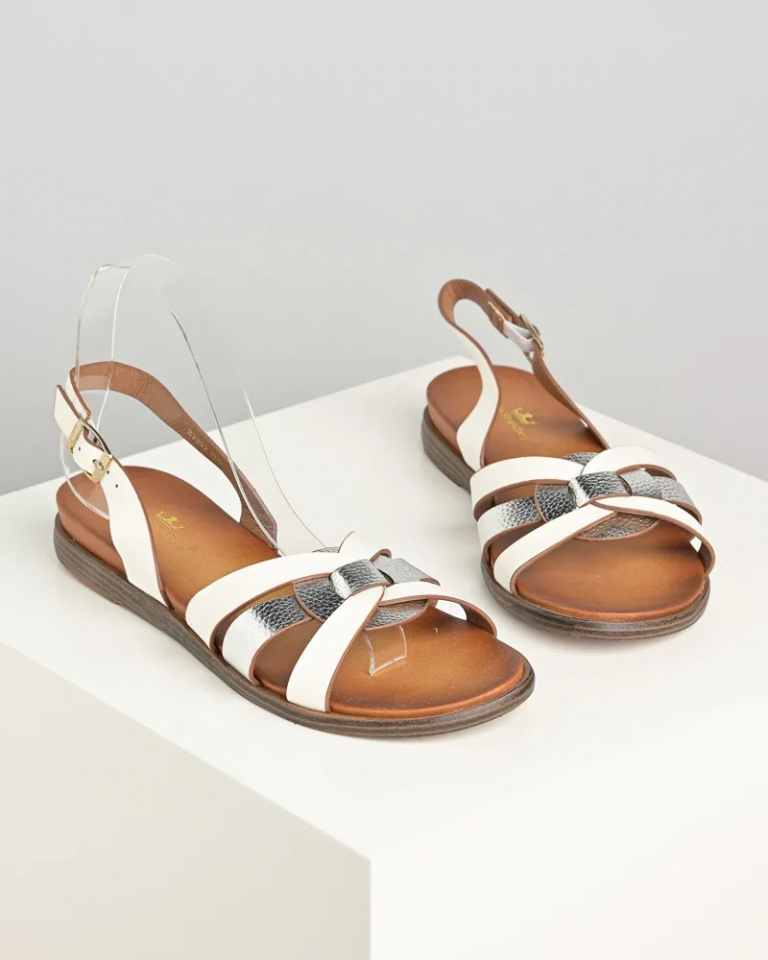 Ženske ravne sandale S2352 bele