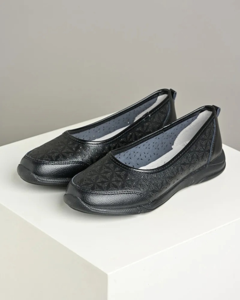 Kožne ženske baletanke 4029 crne