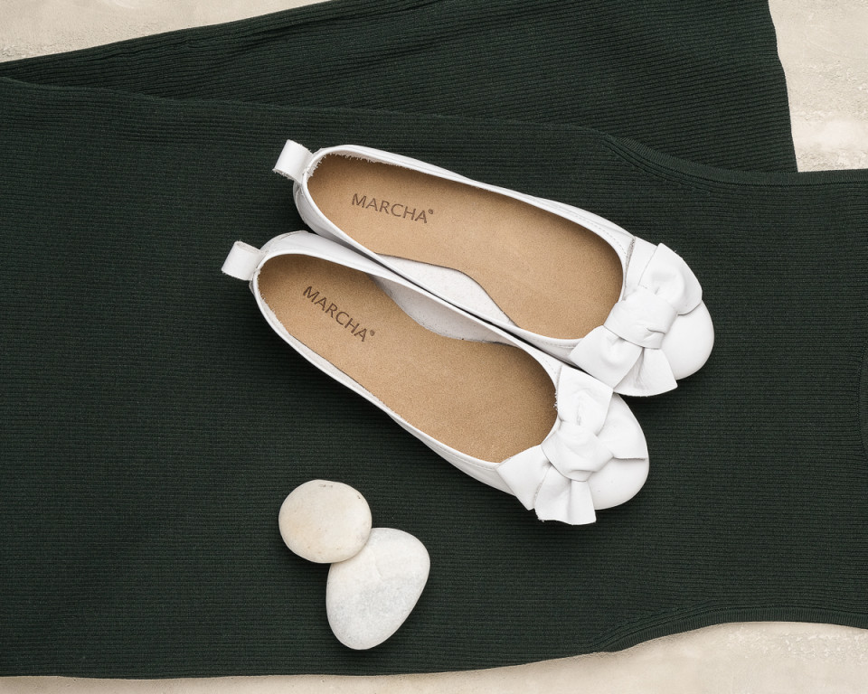 Kožne ženske baletanke BT2011 bele