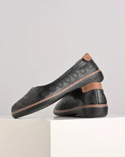 Kožne ženske baletanke 2893 crne