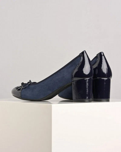 Ženske cipele na deblju štiklu K8 teget