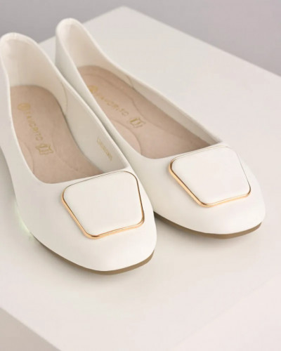 Ženske ravne baletanke L242402 bele