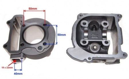 Set motor + chiulasa scuter 4T 80cc GY6