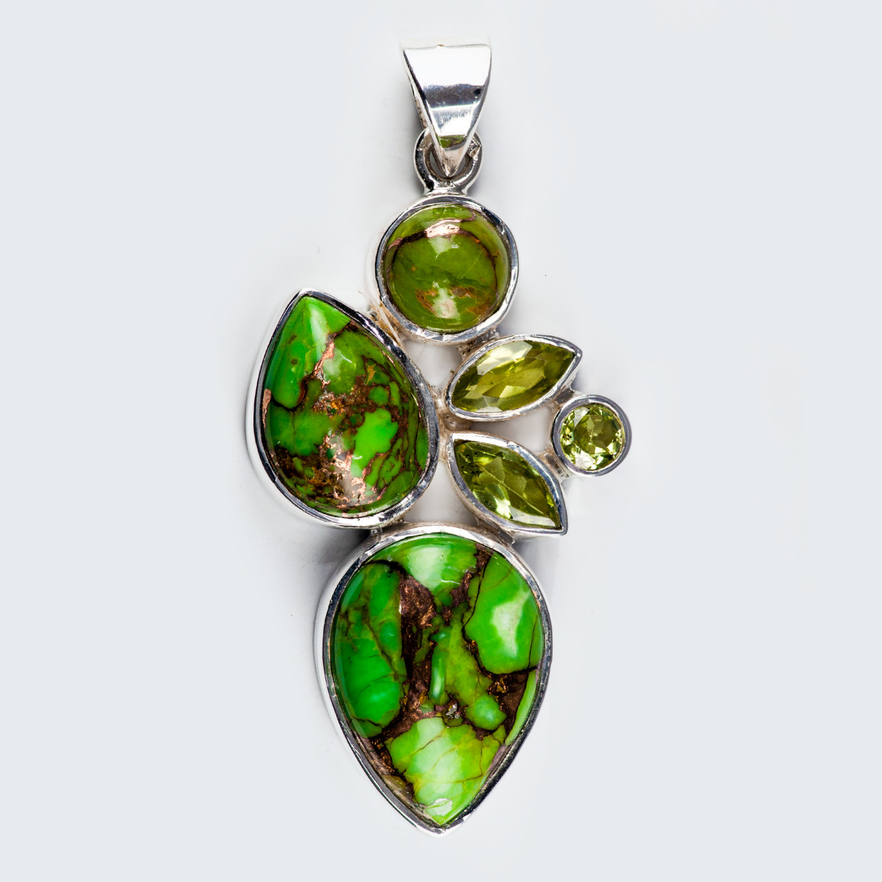 Pandantiv Argint Green Copper Turquoise Peridot Raina