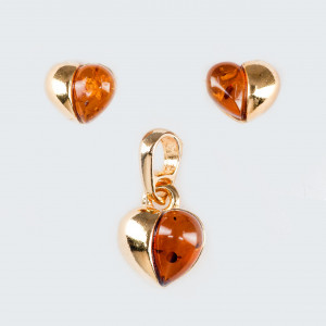 Set Argint Suflat Aur Chihlimbar Heart