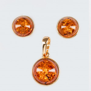 Set Argint Suflat Aur Chihlimbar Dot