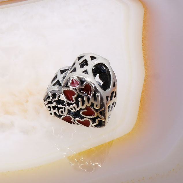 Charm Inima din Argint 925 Gravare text Family c1155