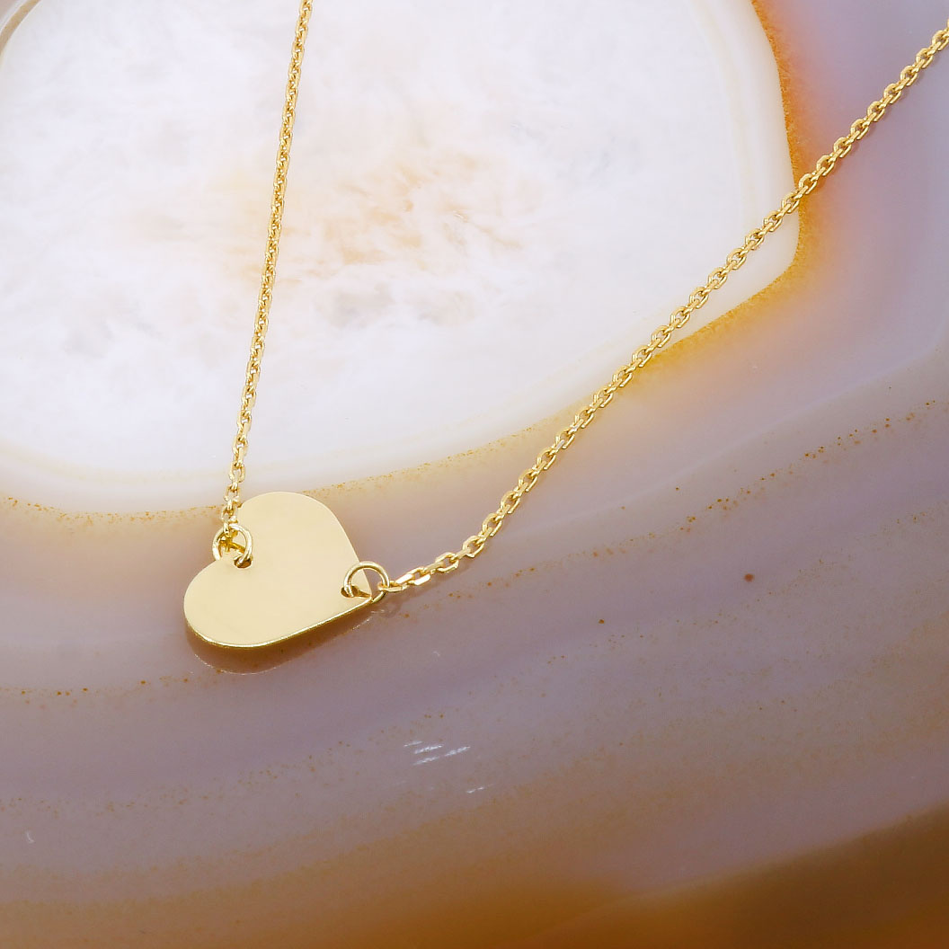 Colier din Aur 14K cu Pandantiv Inima reflexii Oglinda c642