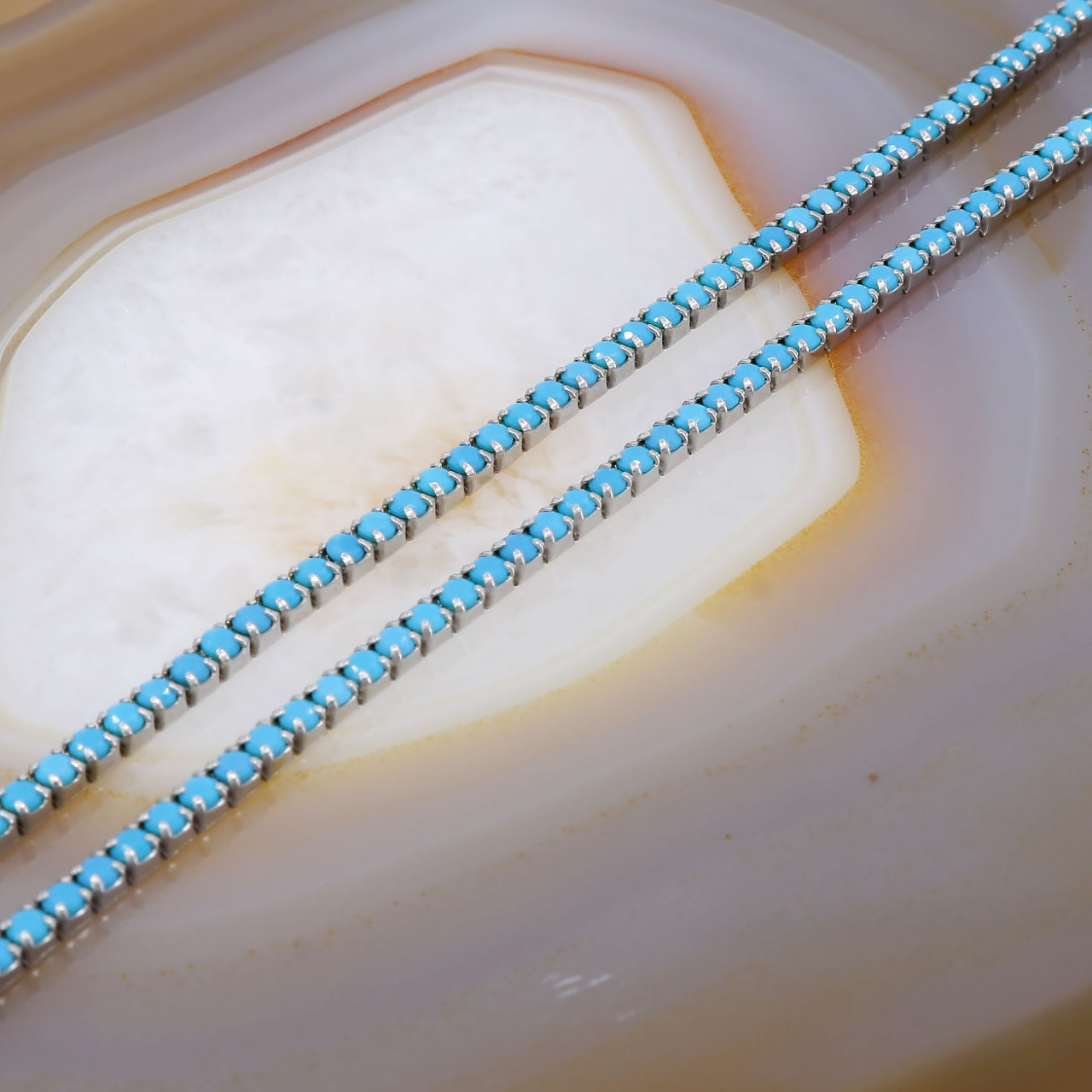 Colier Tennis din Argint 925 model Turcoaze cod 1384