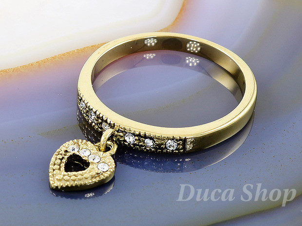 Inel Placat cu Aur 18K, model Inima, Cristal Zirconia, cod 1138