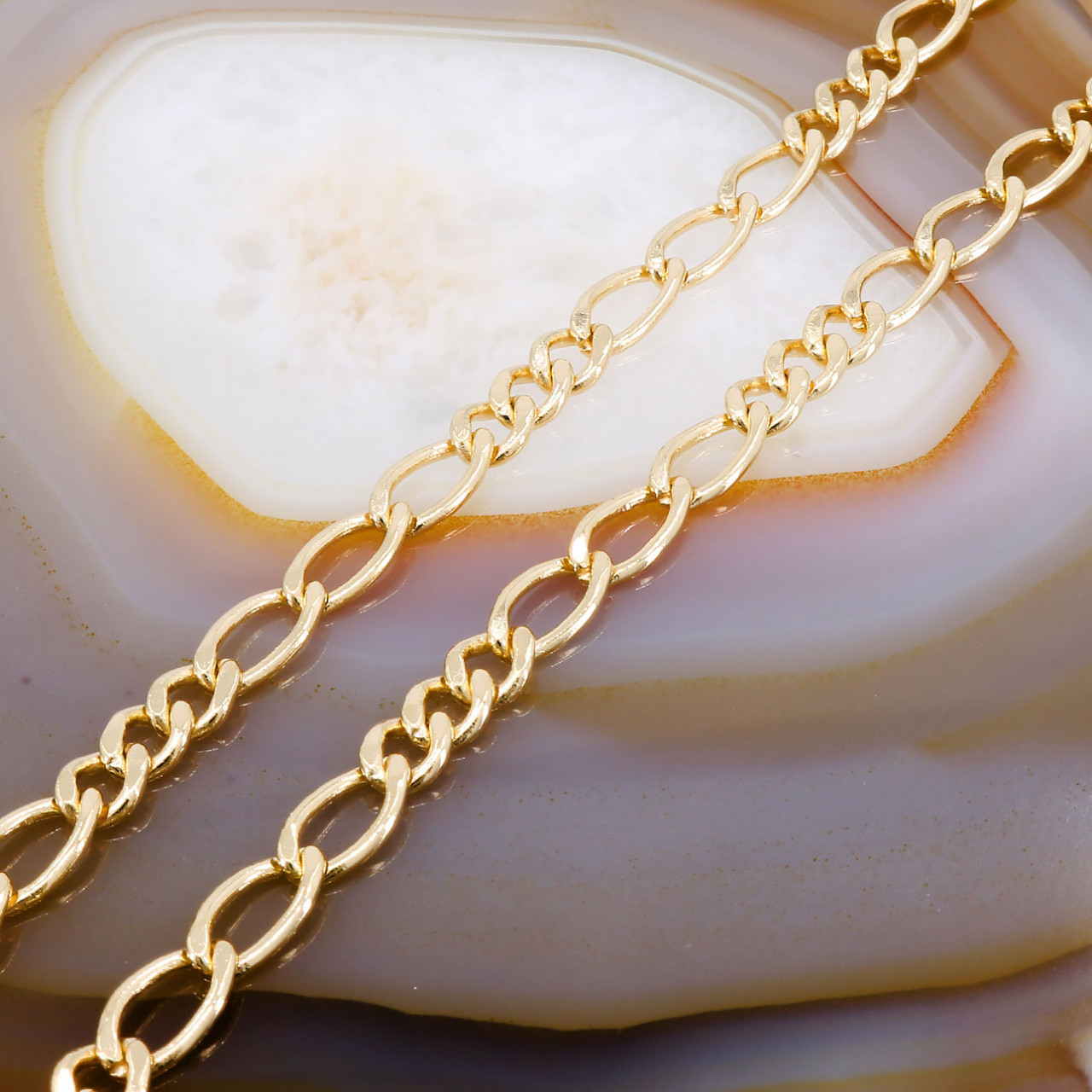 Lant Clasic Unisex Placat cu Aur Galben 18K model zale Plate 3+3 cod 1063