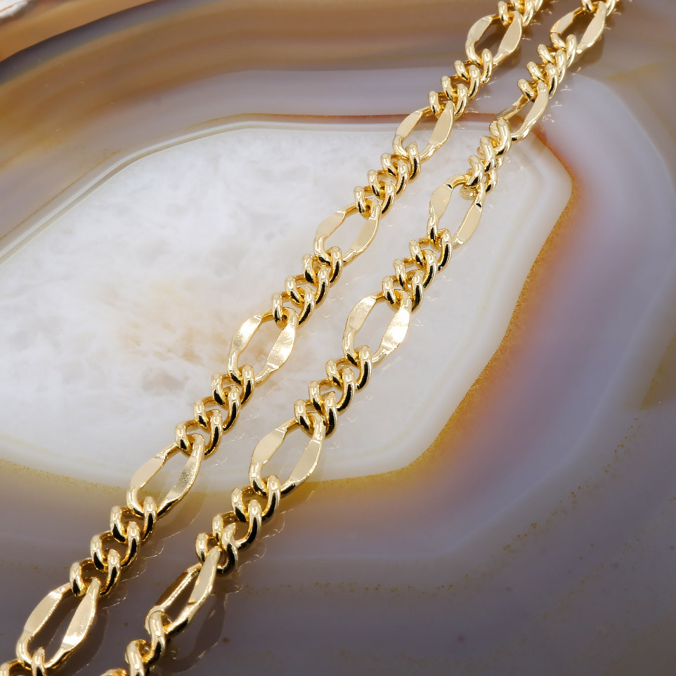 Lant Placat cu Aur Galben18K model zale Fantezie Plate tip 3+1 984