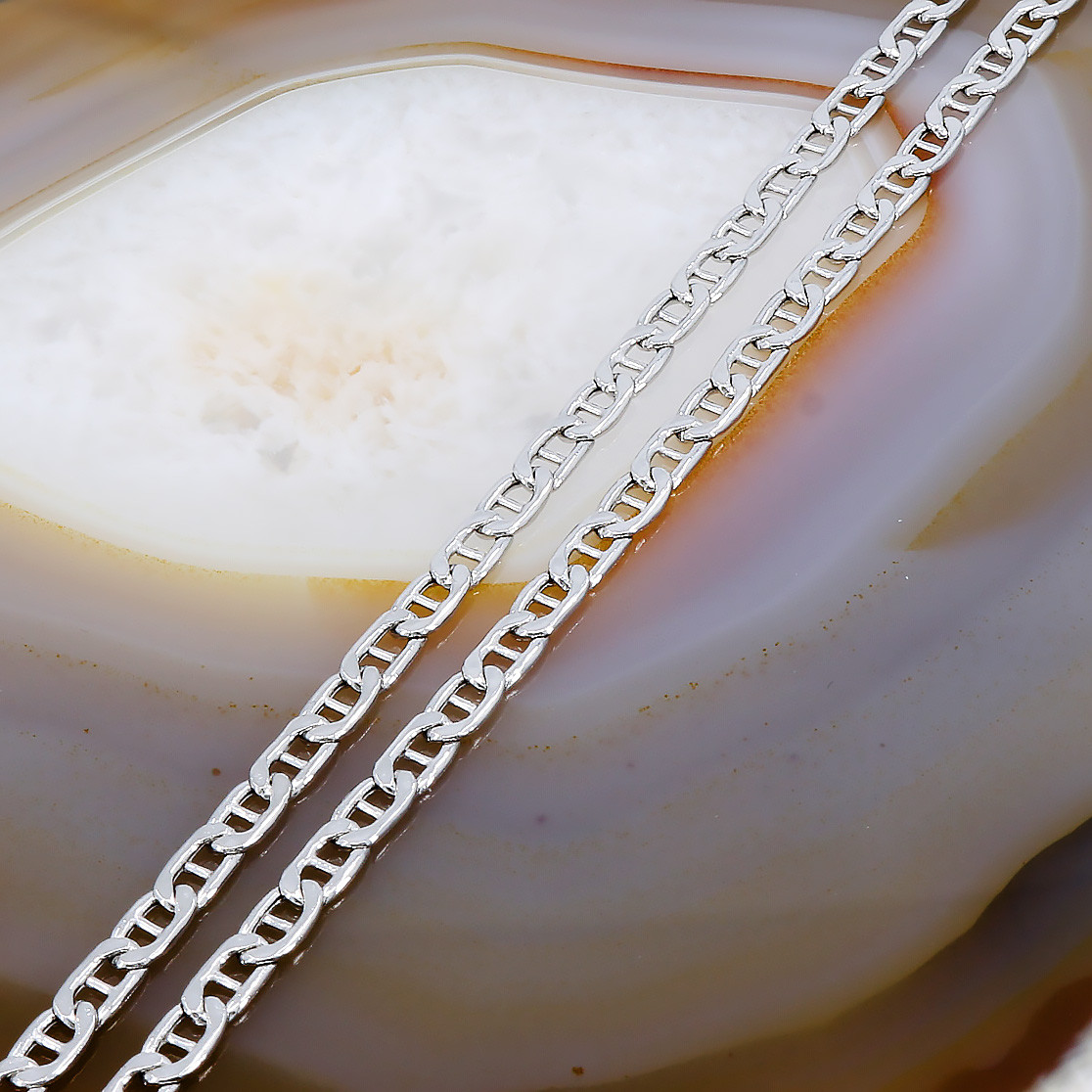 Lant Unisex din Argint 925 model zale Ovale tip 1+1 cod1256