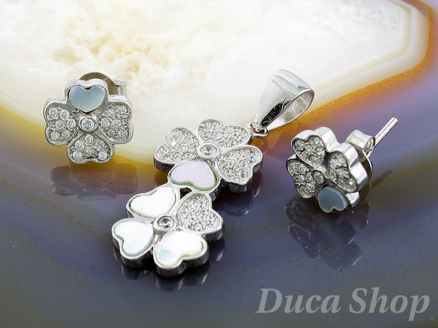 Set din Argint 925, Model Trifoi cu Patru Foi , cod 662