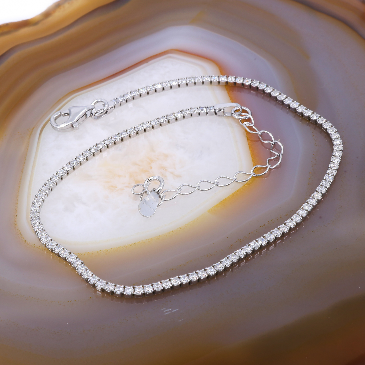 Bratara de Picior din argint model Tennis cu Cristale Albe c2647