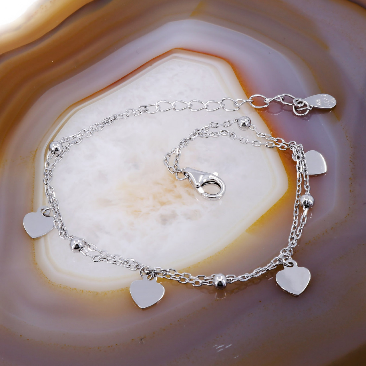 Bratara din Argint 925 cu pandantive Inimi c2593