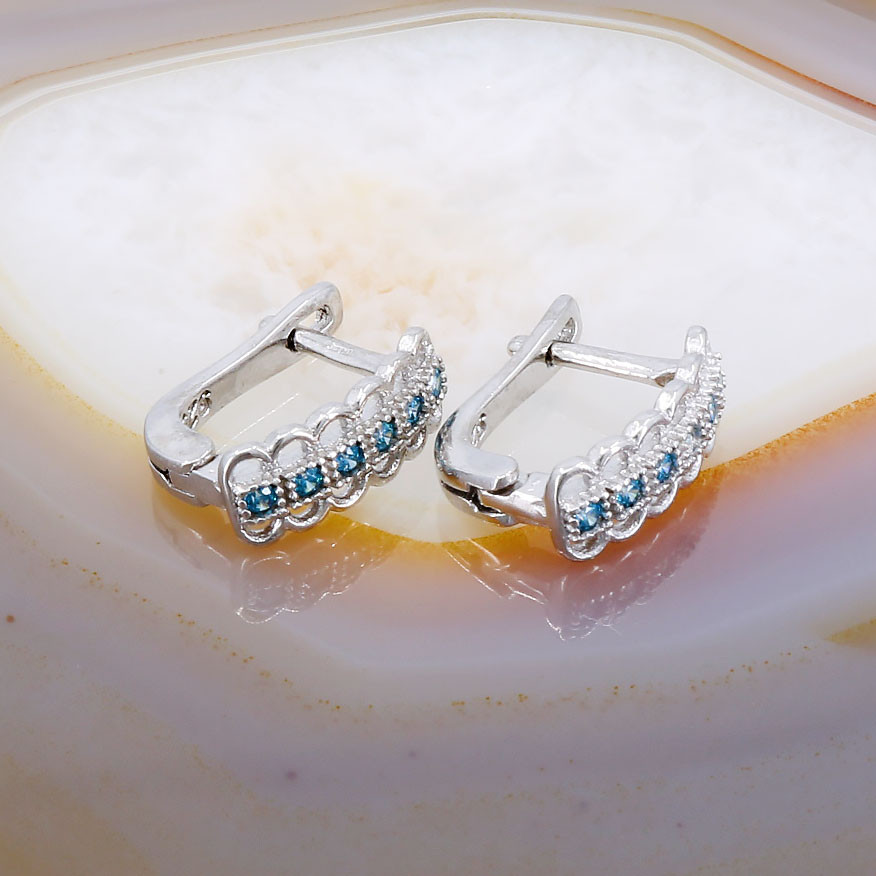 Cercei din Argint 925 model Brodat cu Cristale Albastre cod 3295