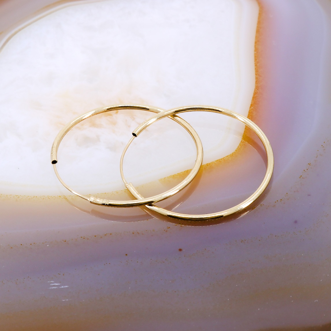 Cercei Rotunzi Creole Clasici din Aur 14K 585 model Fin c731