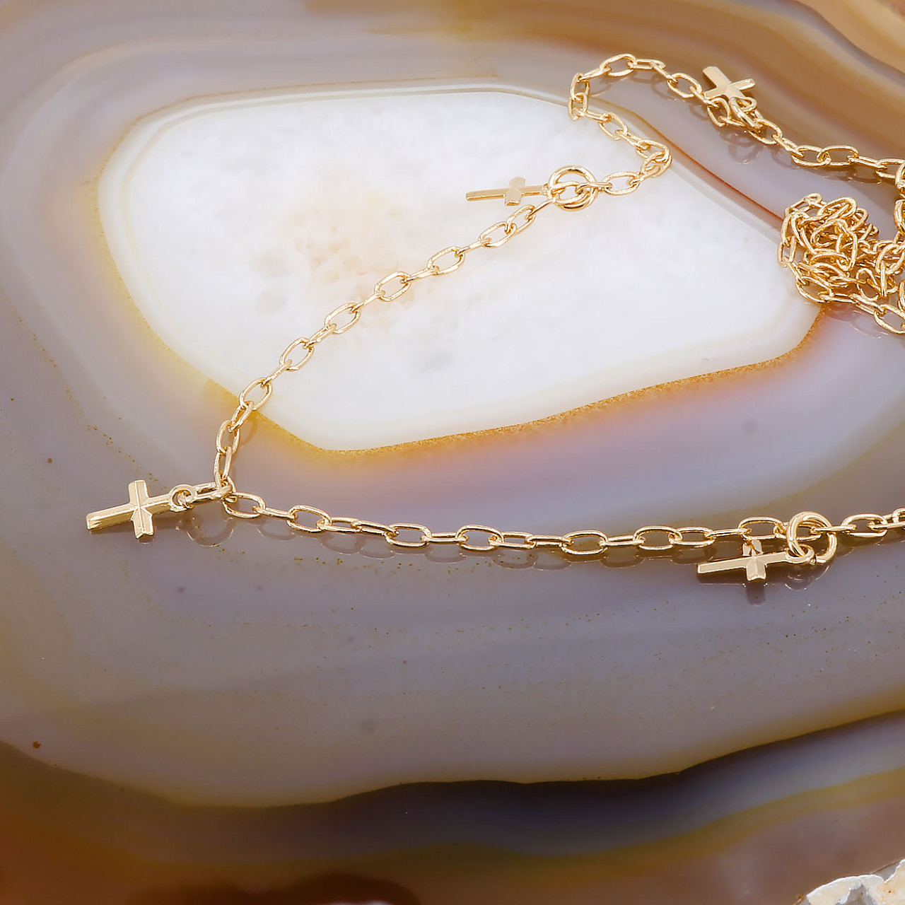 Colier cu Pandantive Cruce Placat cu Aur 18K c1084