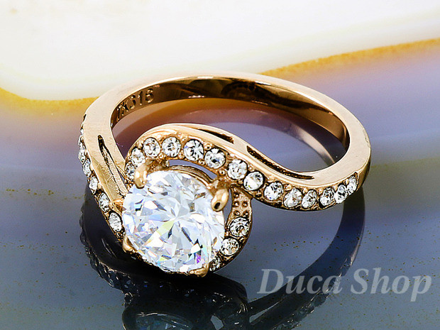 Inel Placat cu Aur Rose 18K, model Fantezie Zirconia, cod 1129