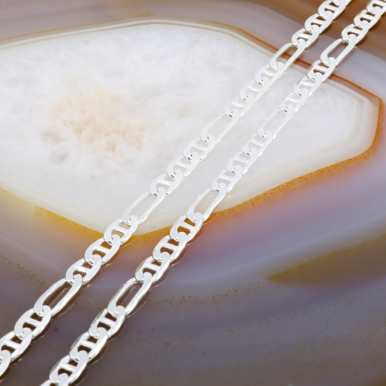 Lant Figaro Brabati din Argint 925 model zale plate alungite si ovale 3 ...