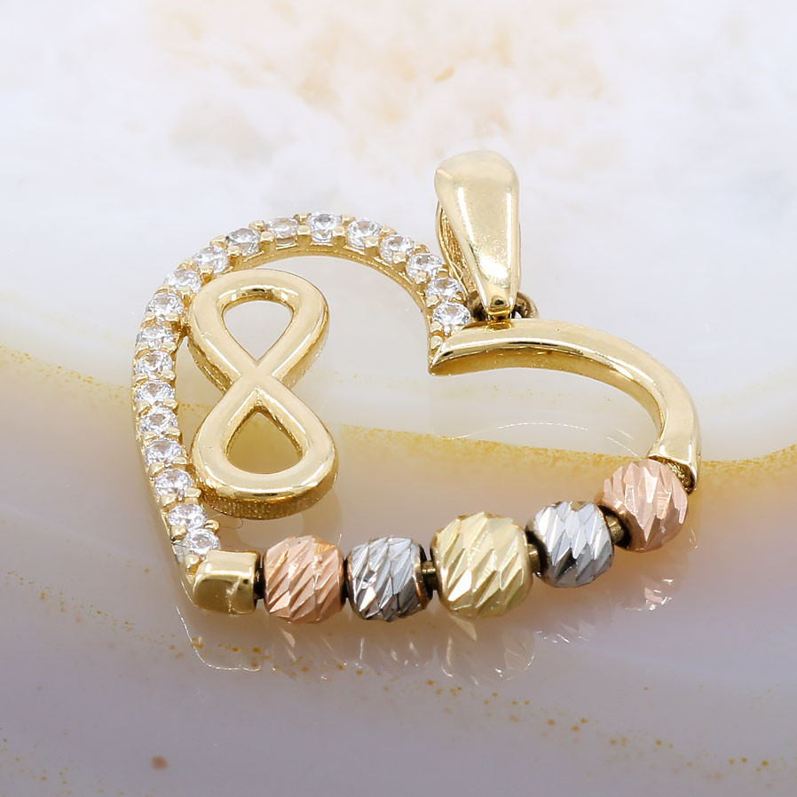 Pandantiv Inima cu Cristale Zirconia, Infinit si Bilute mobile cod 503